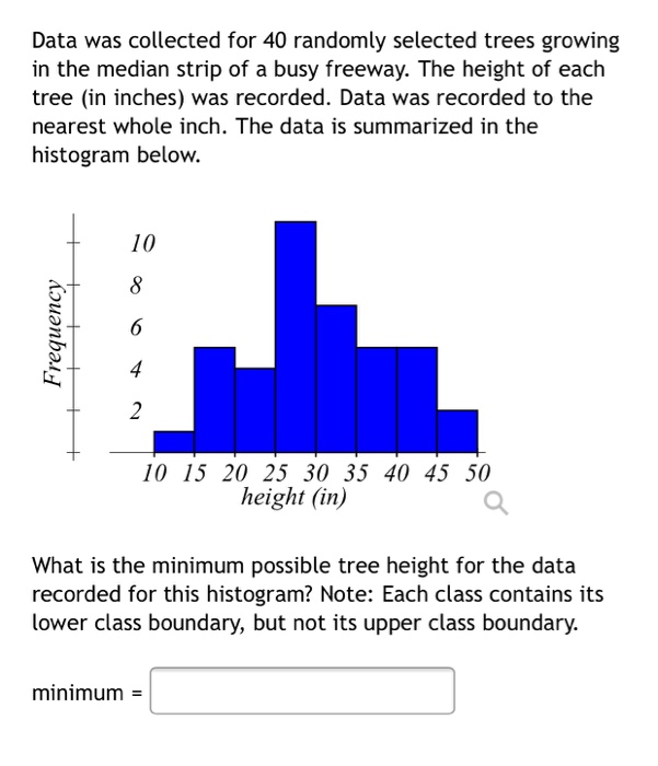 Solved Data was collected for 40 randomly selected trees | Chegg.com