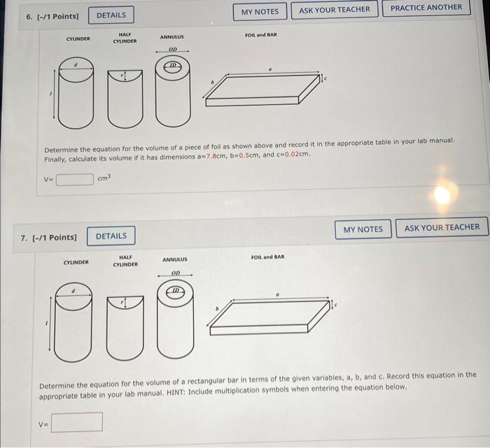 Solved Determine the equation for the volume of a piece of | Chegg.com