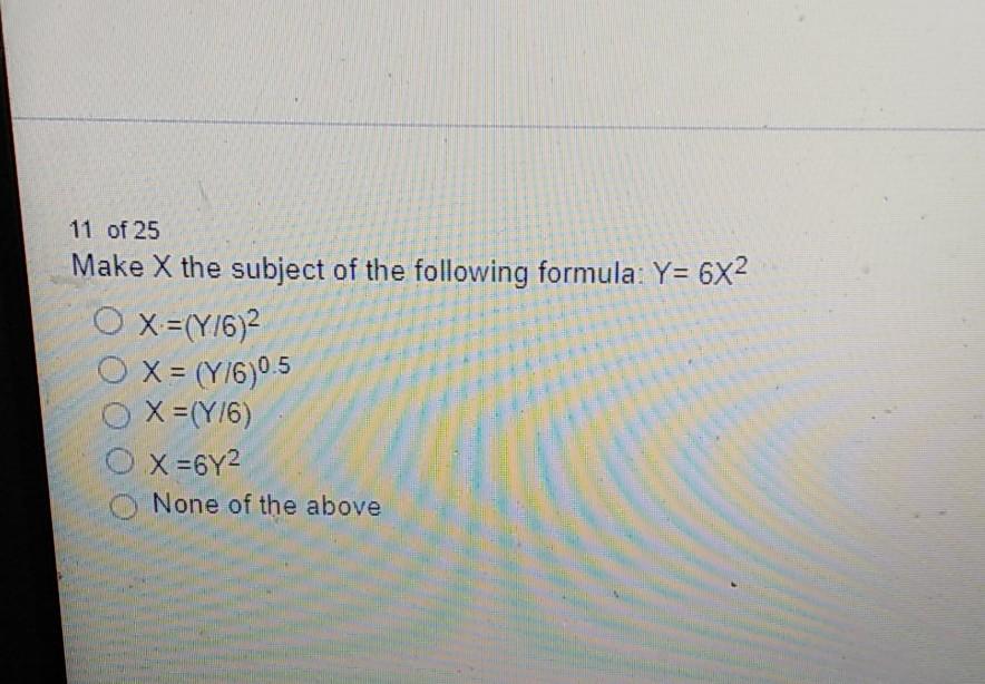 Solved 11 of 25 Make X the subject of the following formula: | Chegg.com