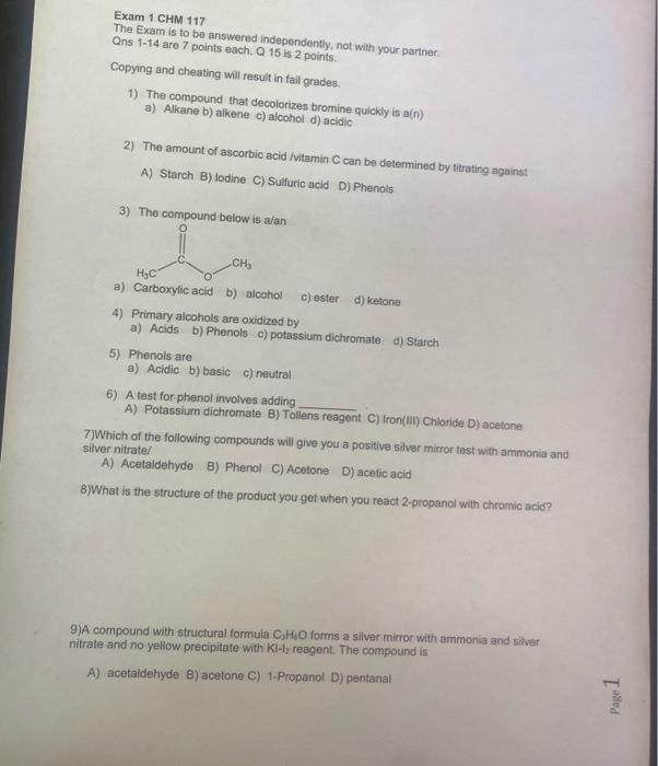 Solved 6) A test for phenol involves adding A) Potassium | Chegg.com