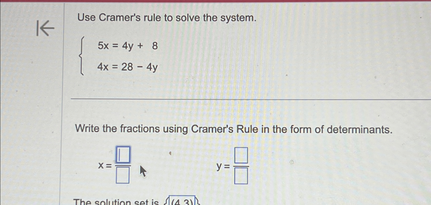 Solved Use Cramer's rule to solve the | Chegg.com
