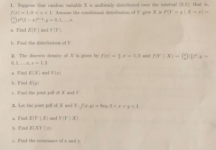 Solved 1. Suppose that random variable X is uniformly | Chegg.com