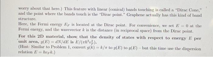 Solved PROBLEM 2. Dirac Material Consider a 2D material | Chegg.com