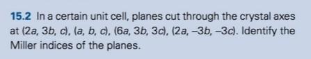 Solved 15.2 In a certain unit cell, planes cut through the | Chegg.com