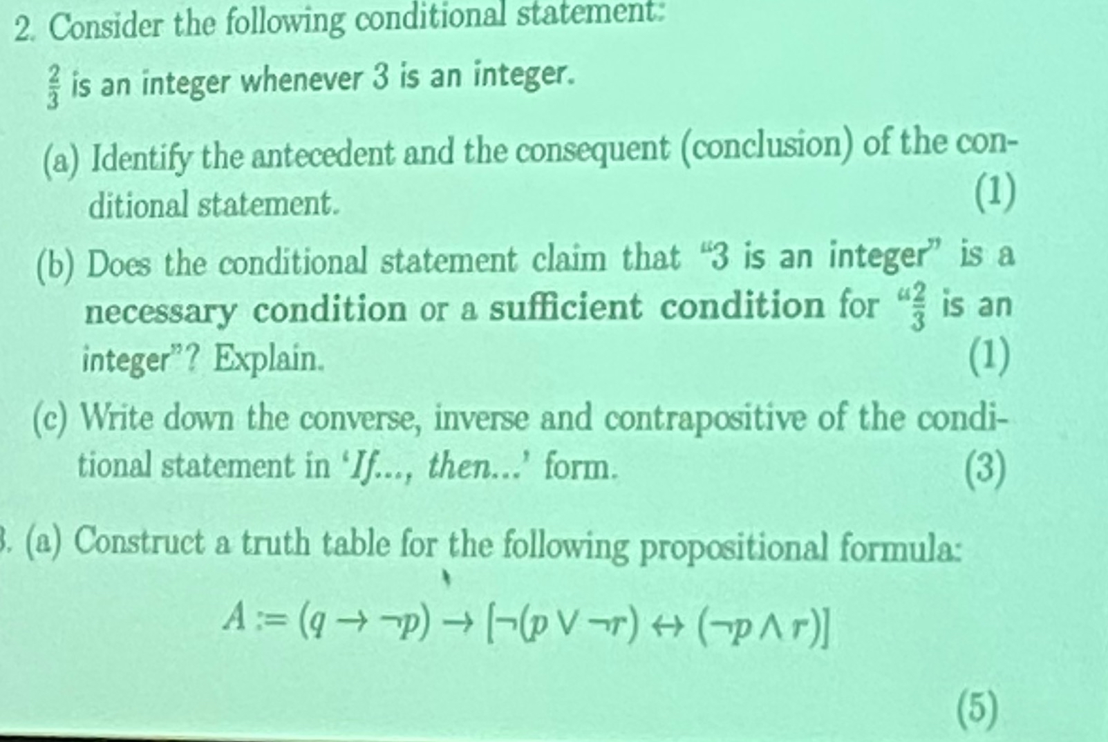 Solved Consider The Following Conditional Statement 23 ﻿is