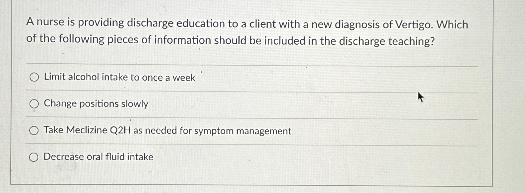 Solved A nurse is providing discharge education to a client | Chegg.com