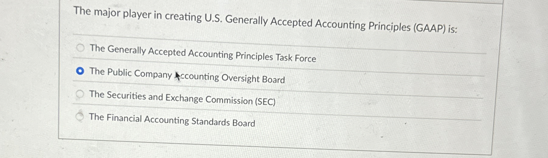 Solved The major player in creating U.S. ﻿Generally Accepted | Chegg.com