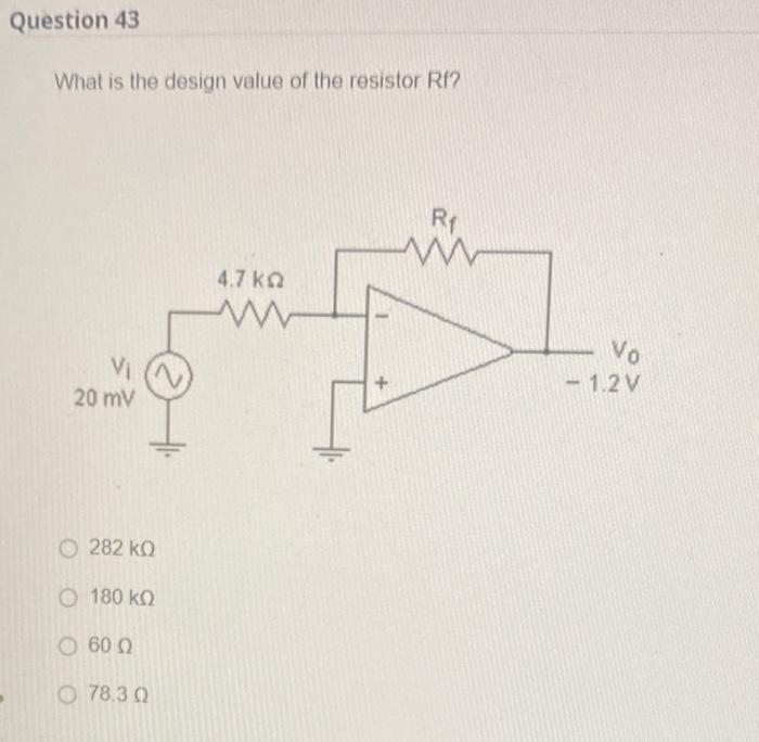 Solved What is the design value of the resistor Ri? 282kΩ | Chegg.com