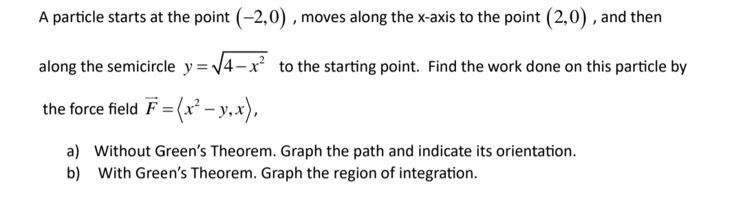 Solved A particle starts at the point (-2,0), ﻿moves along | Chegg.com