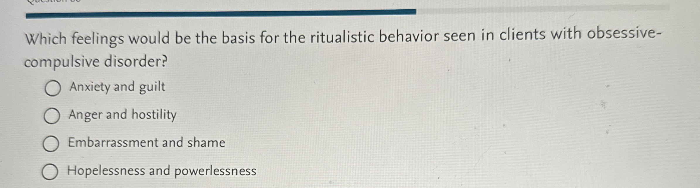 Solved Which feelings would be the basis for the ritualistic | Chegg.com