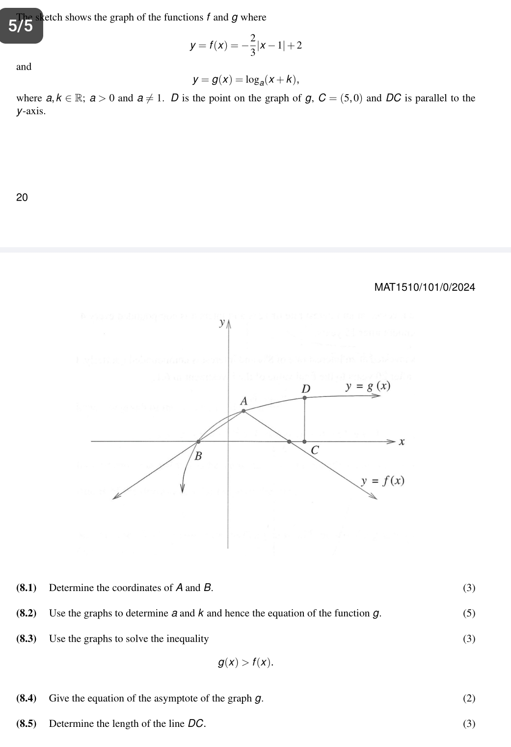 Solved 55 ﻿sketch shows the graph of the functions f ﻿and g | Chegg.com