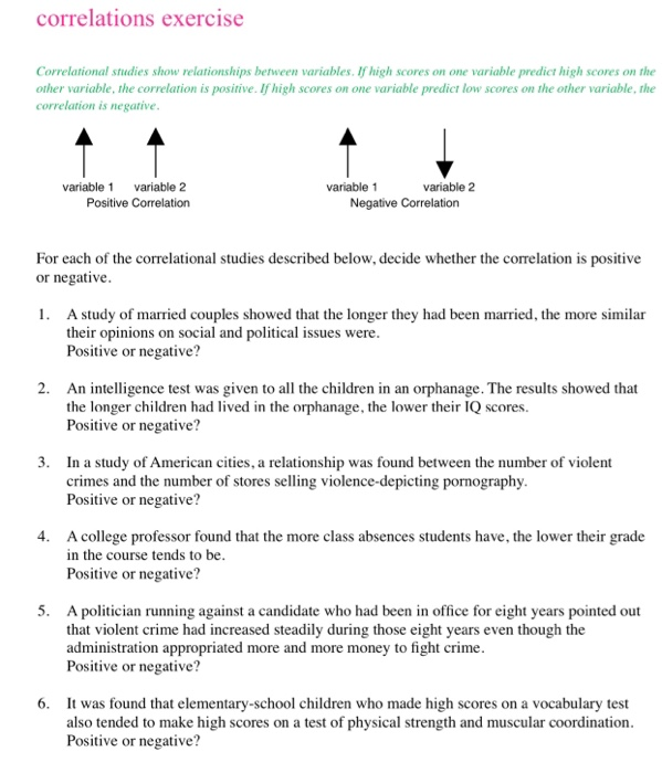 Solved correlations exercise Correlational studies show | Chegg.com