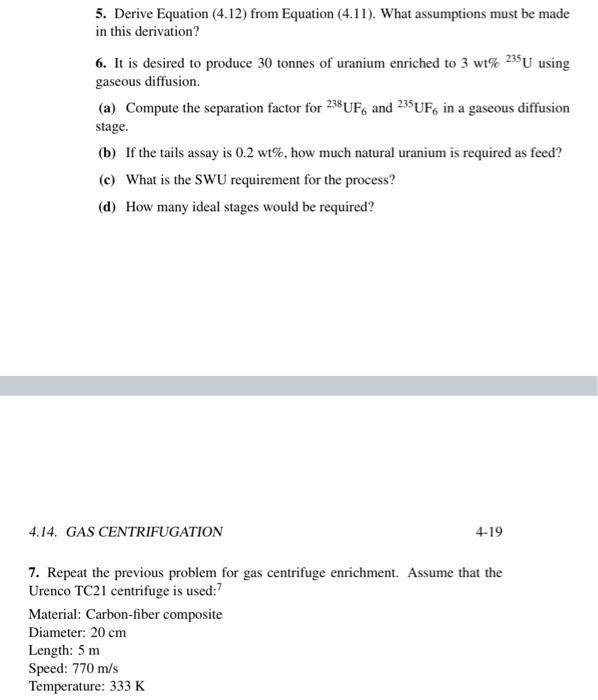Solved 5. Derive Equation (4.12) from Equation (4.11). What | Chegg.com