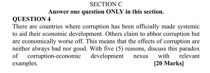 Solved Section C Answer One Question Only In This Section