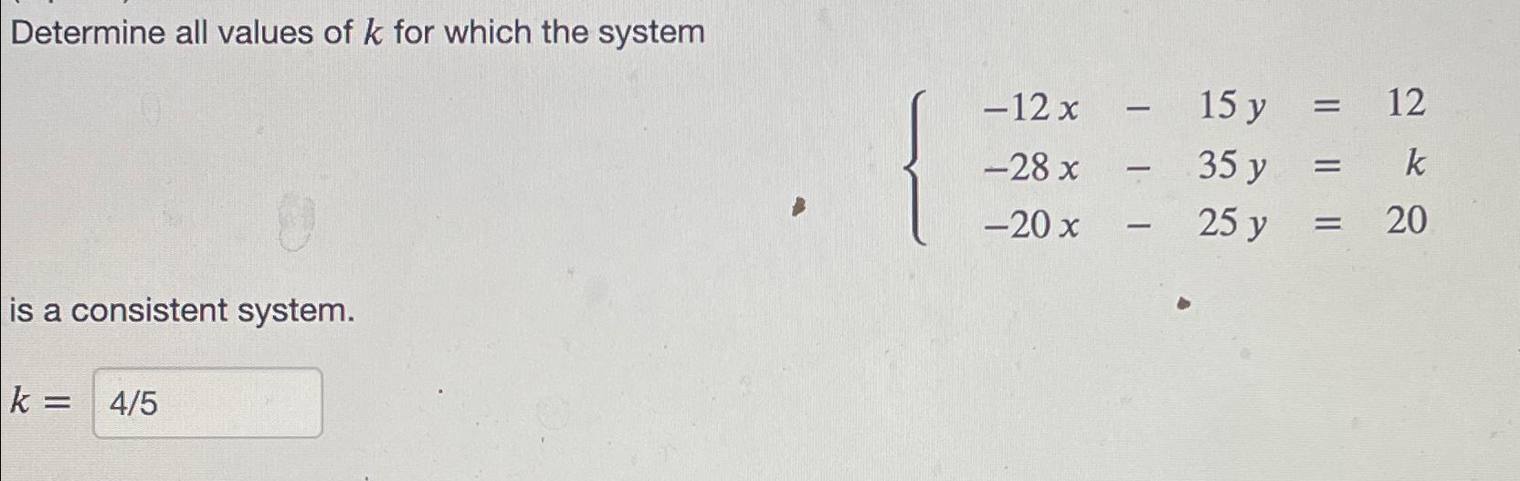 Solved Determine all values of k ﻿for which the | Chegg.com