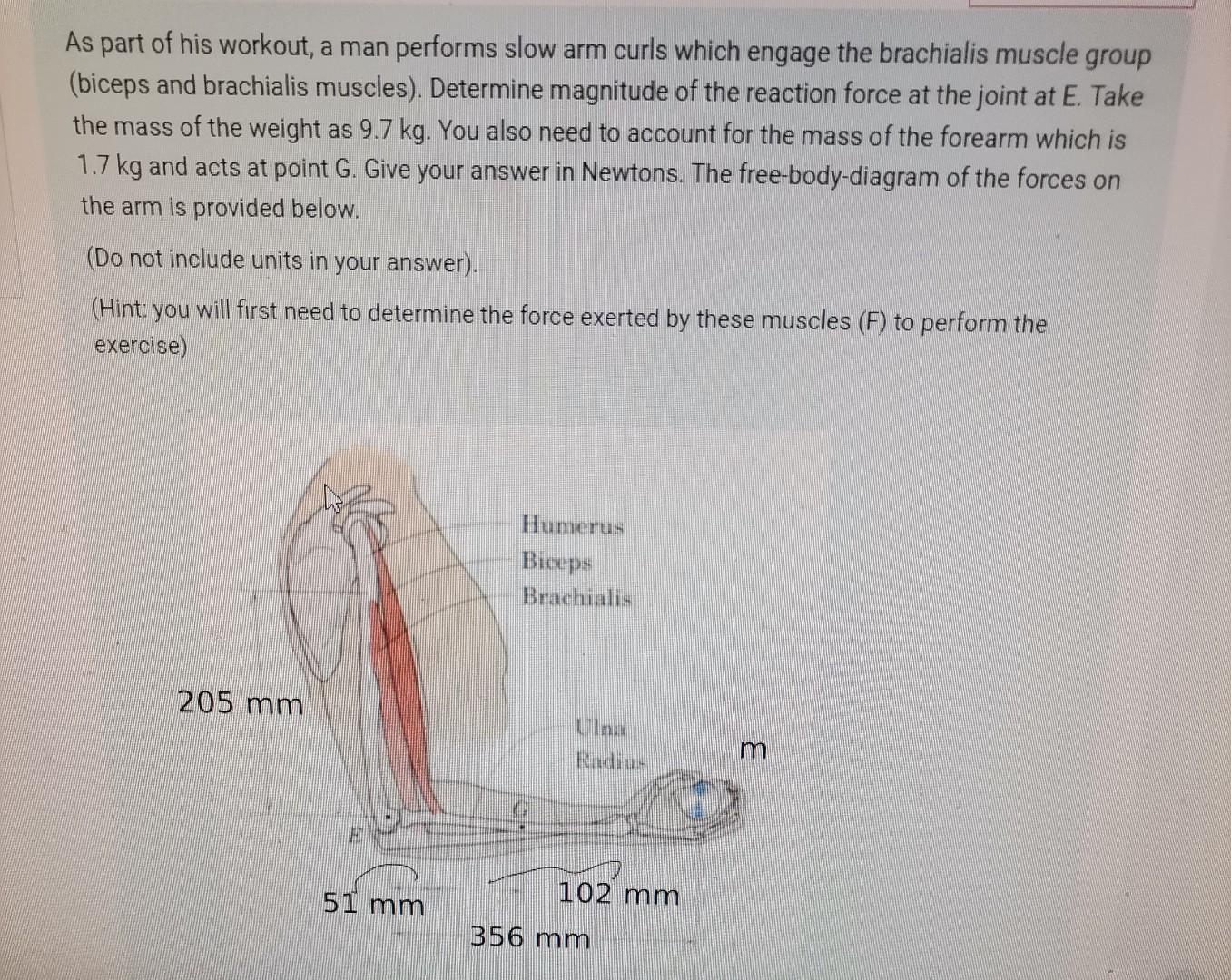 Solved As part of his workout, a man performs slow arm curls | Chegg.com
