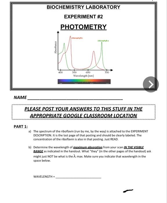 Solved BIOCHEMISTRY LABORATORY EXPERIMENT #2 PHOTOMETRY | Chegg.com
