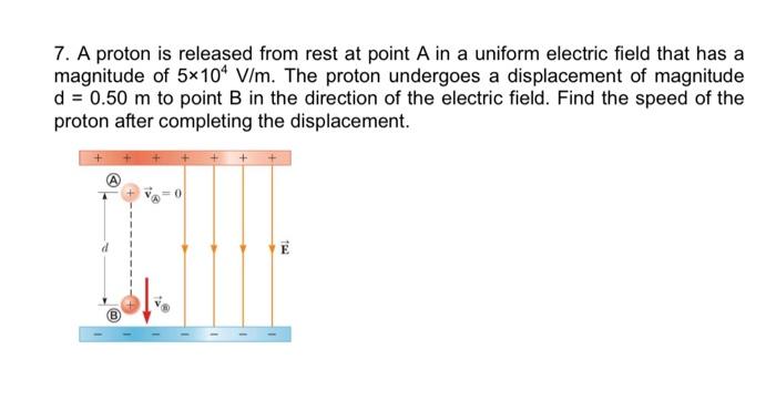 Solved 7. A proton is released from rest at point A in a | Chegg.com