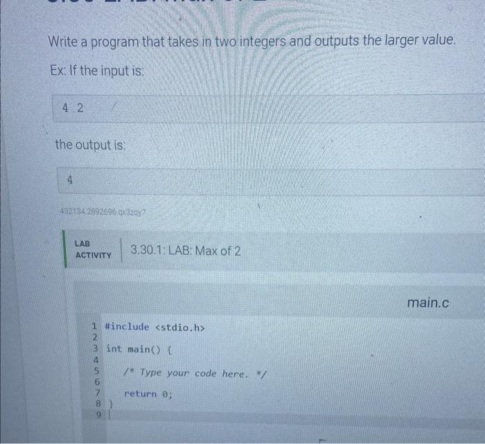 Solved Write a program that takes in two integers and | Chegg.com