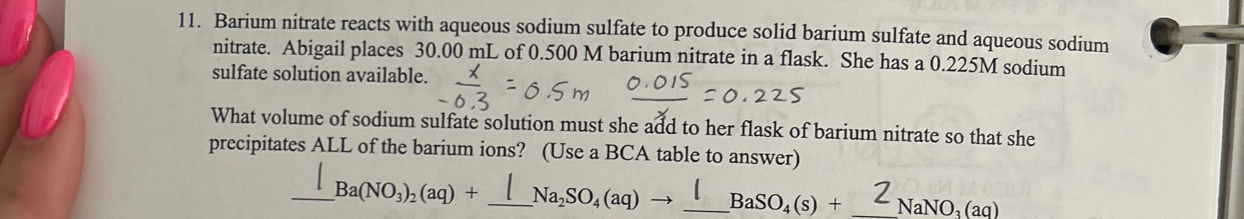 Barium nitrate reacts with aqueous sodium sulfate to | Chegg.com