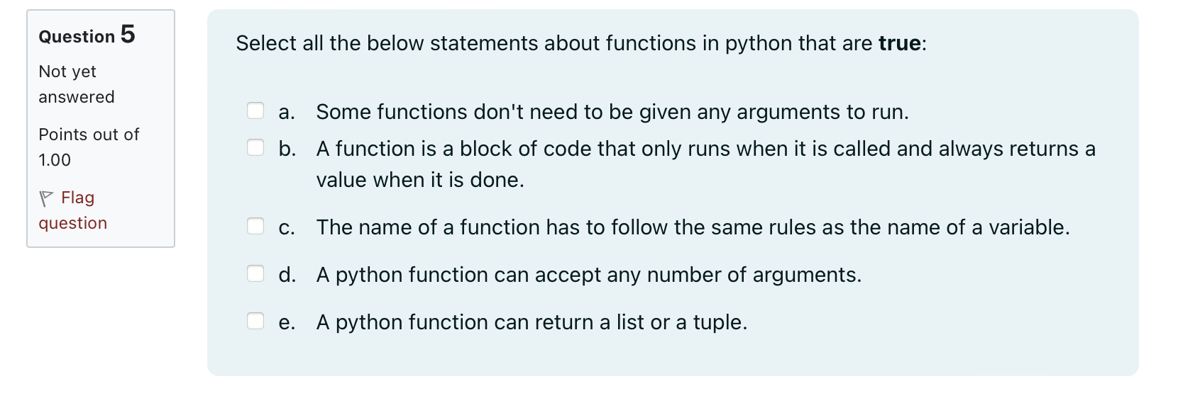 Solved Select all that are correct (Python)Select all the | Chegg.com