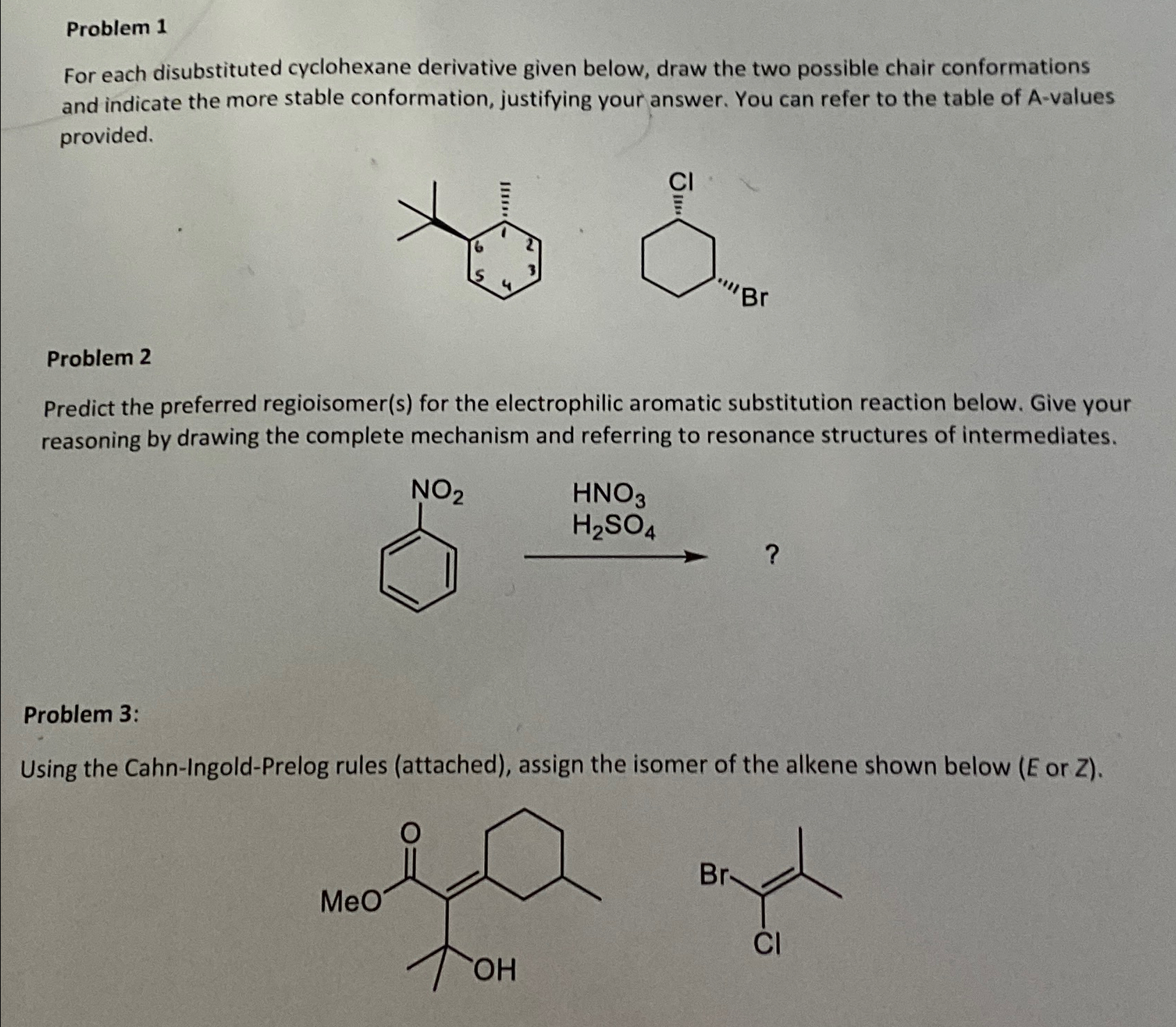 Solved Problem 1For each disubstituted cyclohexane | Chegg.com