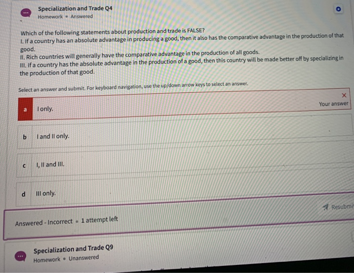 Solved Specialization and Trade Q4 Homework . Answered Which | Chegg.com