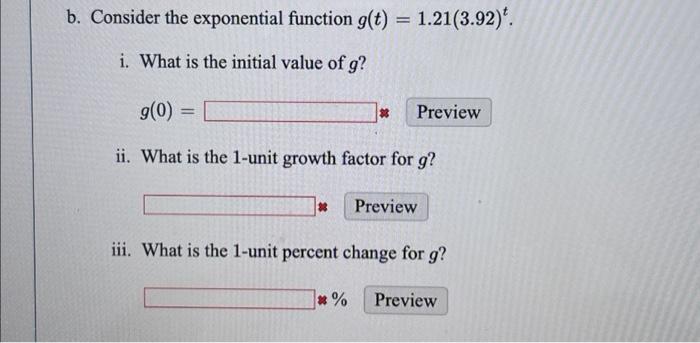 Solved b. Consider the exponential function g(t) = | Chegg.com