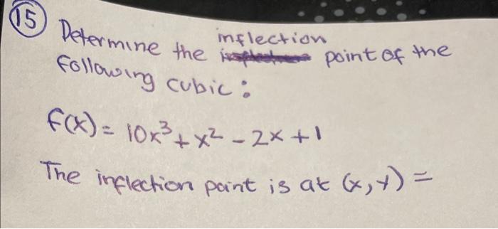 Solved 5) Determine the inflection following cubic: | Chegg.com