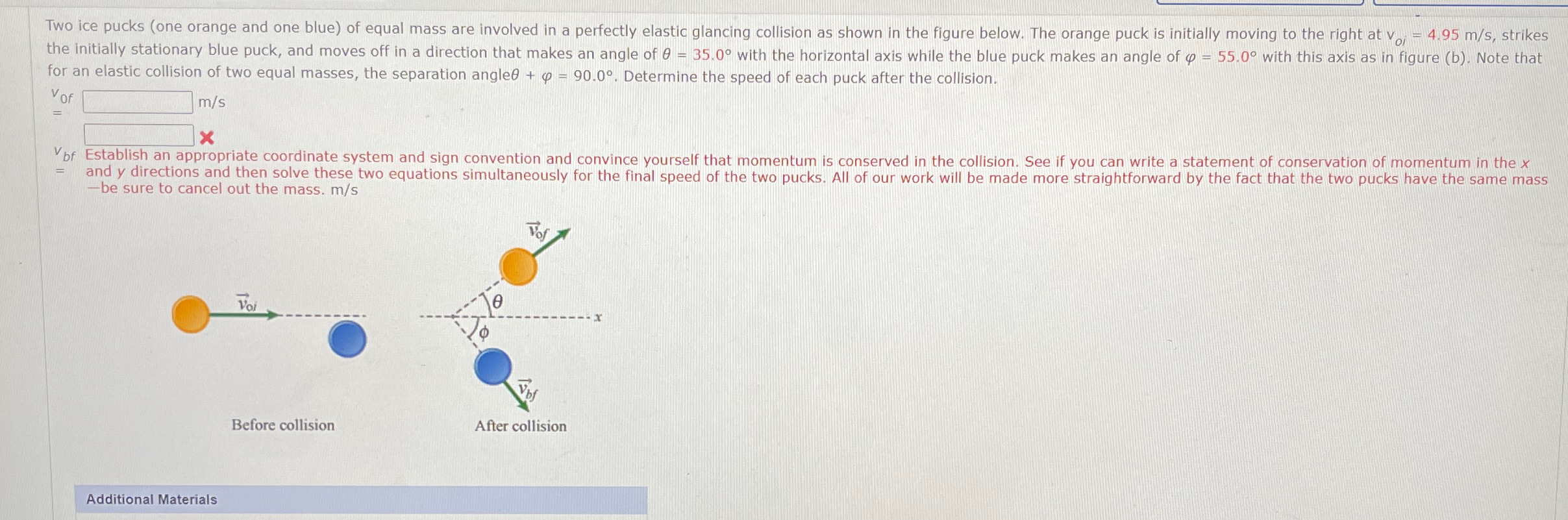 Solved for an elastic collision of two equal masses, the | Chegg.com