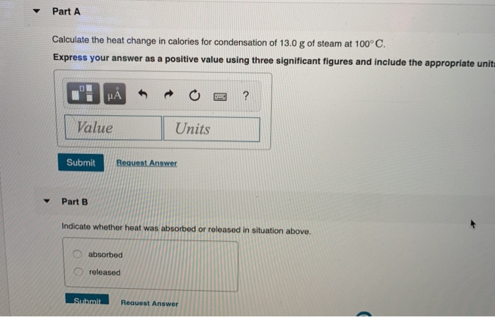 Solved Part A Calculate the heat change in calories for | Chegg.com