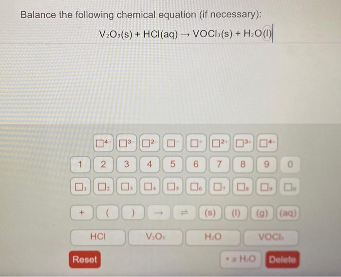 Solved Balance the following chemical equation (if | Chegg.com