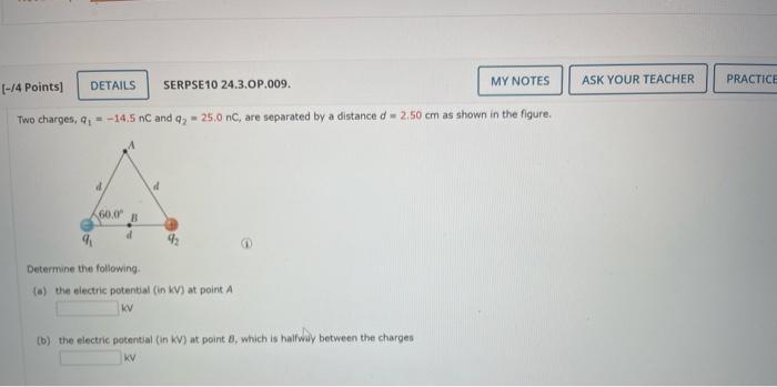 Solved Two charges, q1=−14.5nC and q2=25.0nC, are separated | Chegg.com
