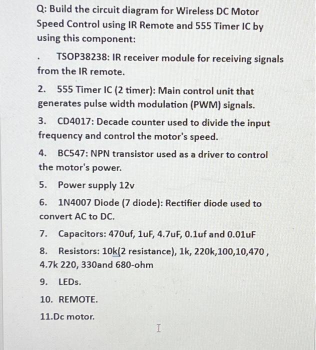 Q: Build the circuit diagram for Wireless DC Motor | Chegg.com