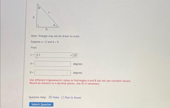 Solved Suppose a=2 and b=9. Find: C=A=B=σ′ degrees degrees | Chegg.com