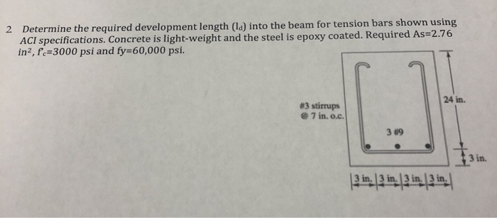Solved Determine the required development length (la) into | Chegg.com