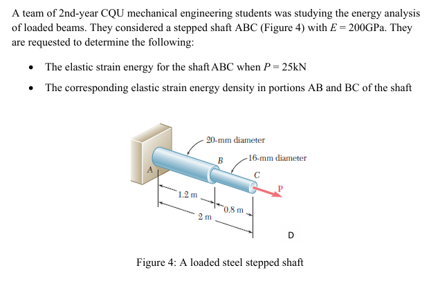 Solved A team of 2nd-year CQU mechanical engineering | Chegg.com