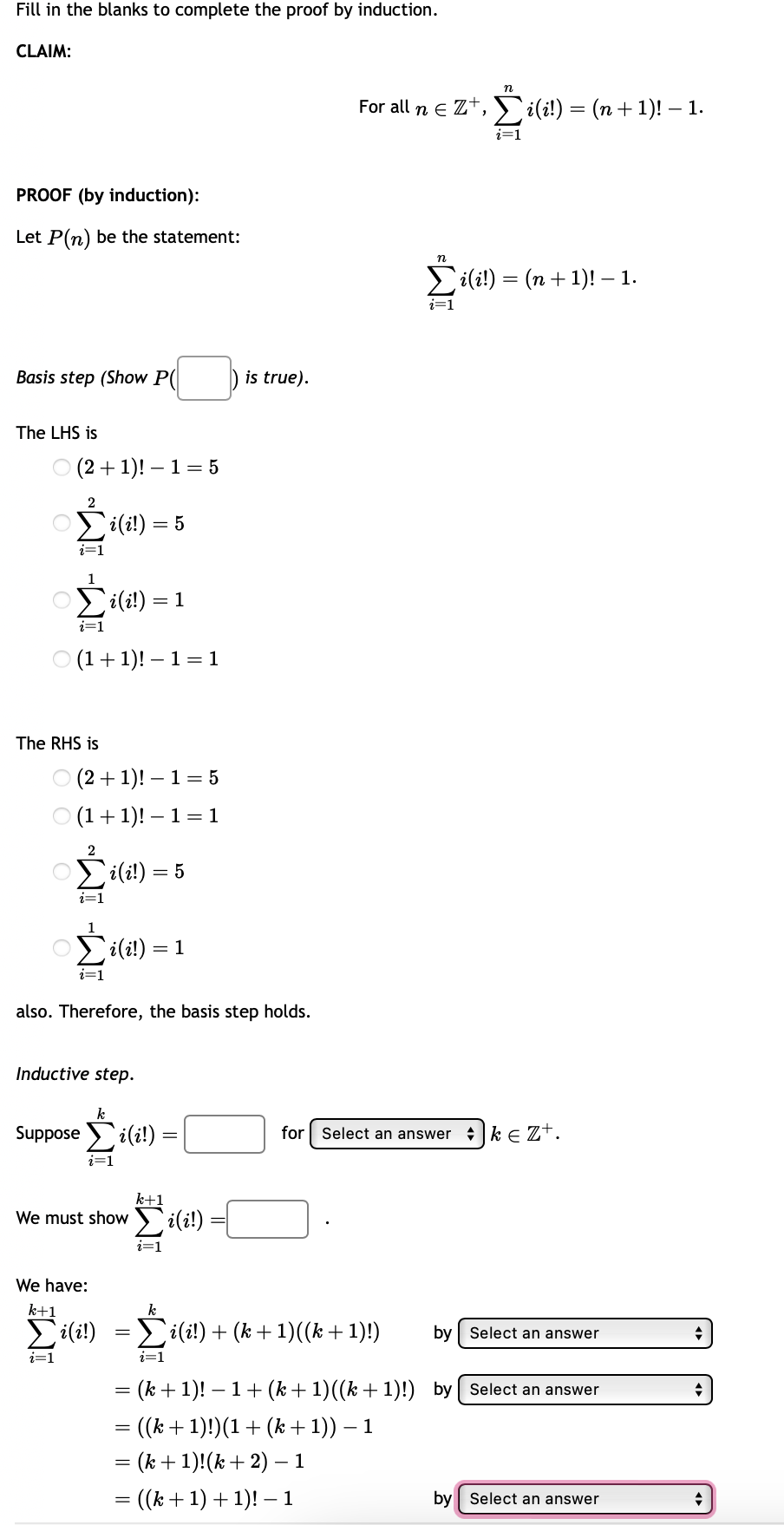 Solved Fill in the blanks to complete the proof by | Chegg.com