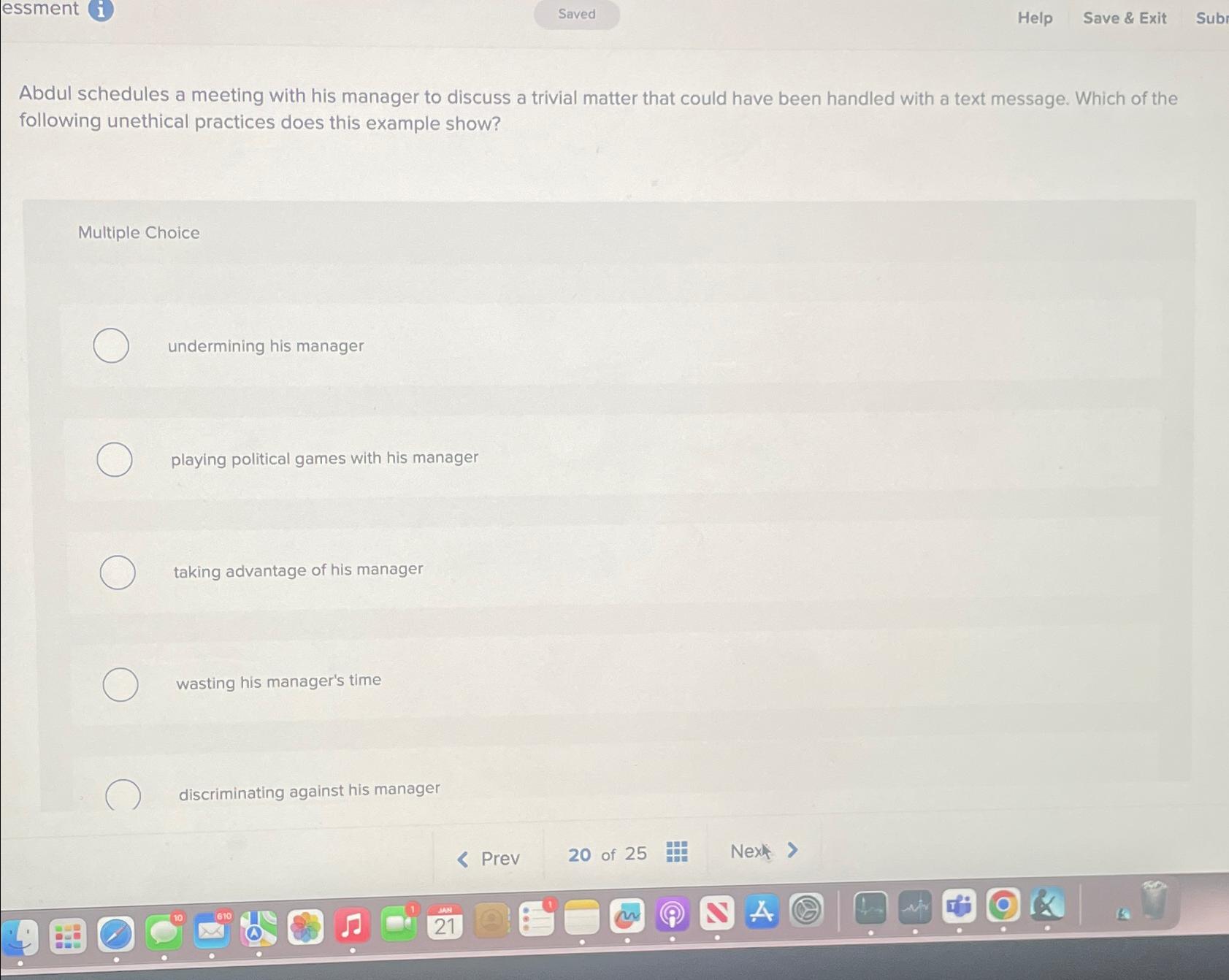 Solved essment (i)HelpSave & ExitSubAbdul schedules a | Chegg.com
