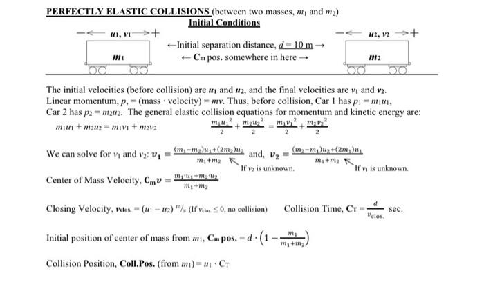 Solved PERFECTLY ELASTIC COLLISIONS (between two masses, m | Chegg.com