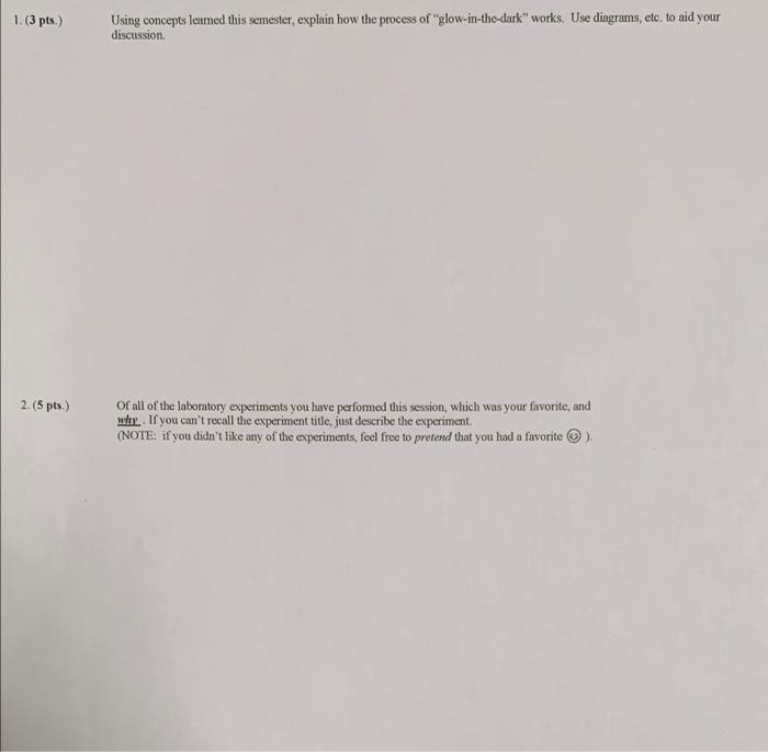 Solved 1.(3 pts.) Using concepts learned this semester, | Chegg.com
