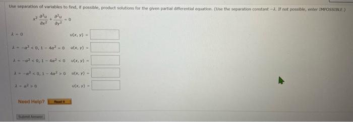 Solved Use separation of variables to find, if possible, | Chegg.com