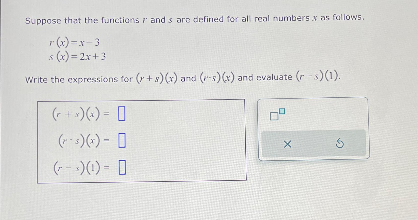 Solved Suppose that the functions r ﻿and s ﻿are defined for | Chegg.com