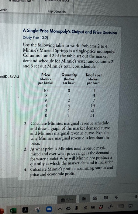 Solved aticas vertir Reproducción A Single-Price Monopoly's | Chegg.com