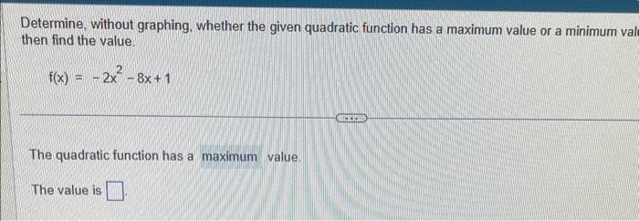 Solved Determine, without graphing, whether the given | Chegg.com
