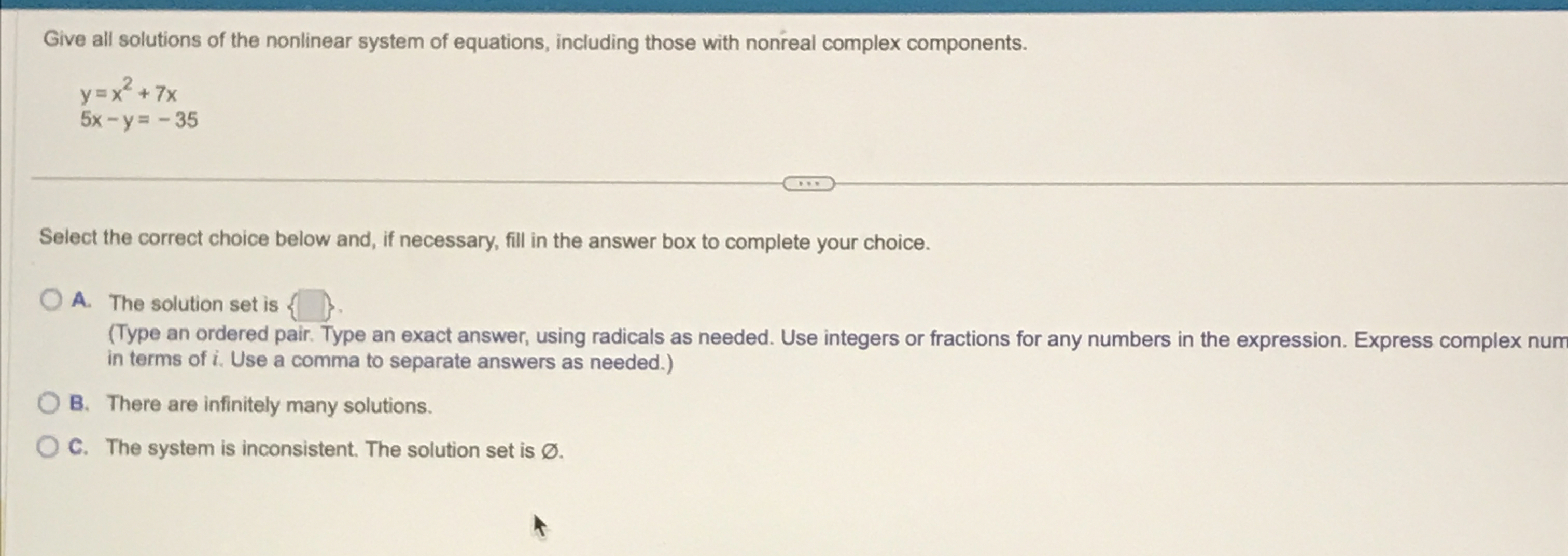 Solved Give all solutions of the nonlinear system of | Chegg.com