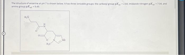 Solved The structure of anserine at pH7 is shown below. It | Chegg.com