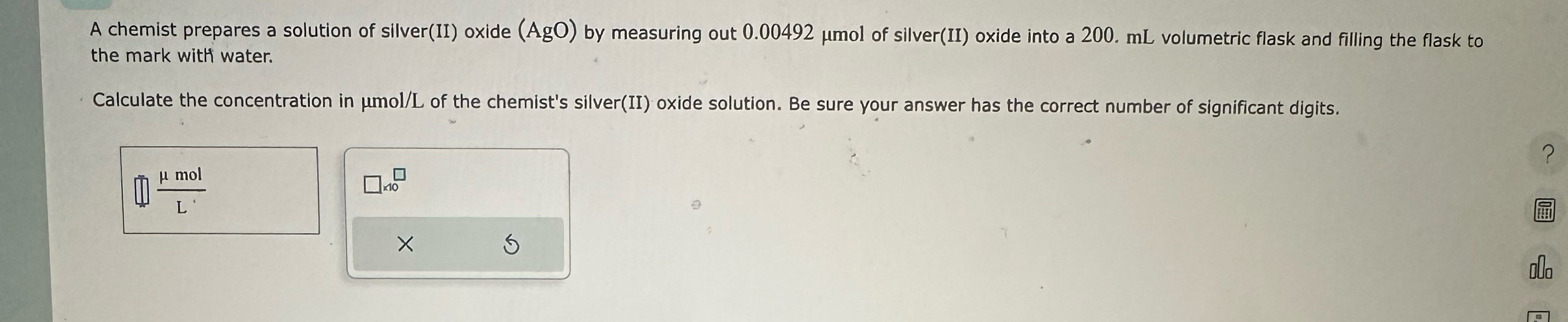 Solved A chemist prepares a solution of silver(II) ﻿oxide ( | Chegg.com