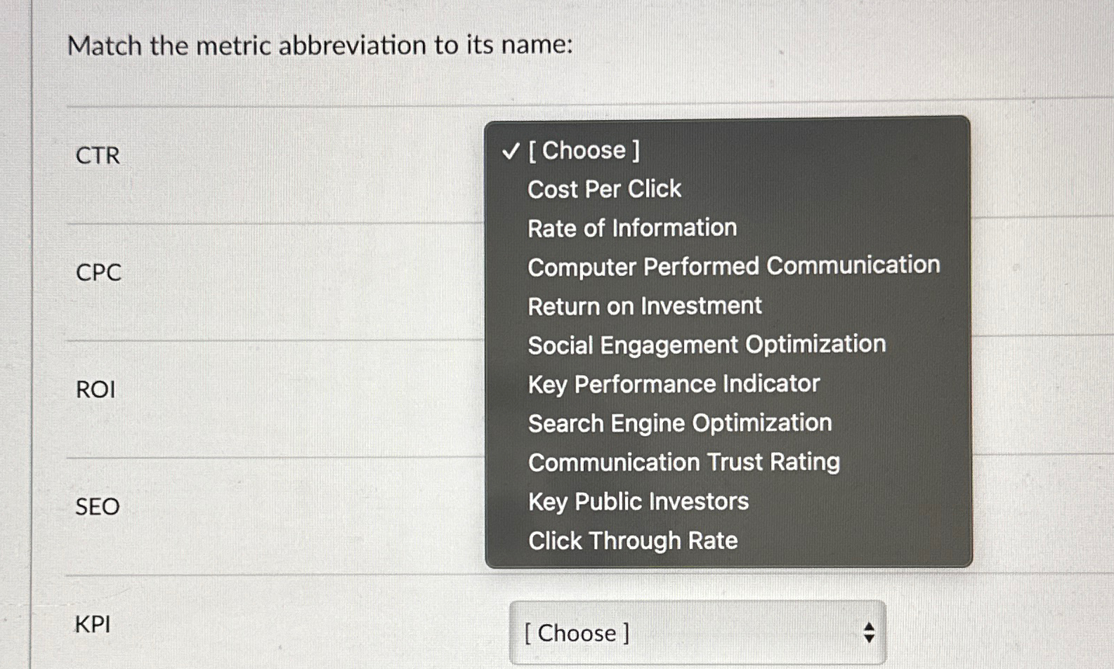 Solved Match the metric abbreviation to its | Chegg.com