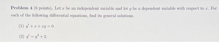 Solved Problem 4 ( 6 points). Let x be an independent | Chegg.com